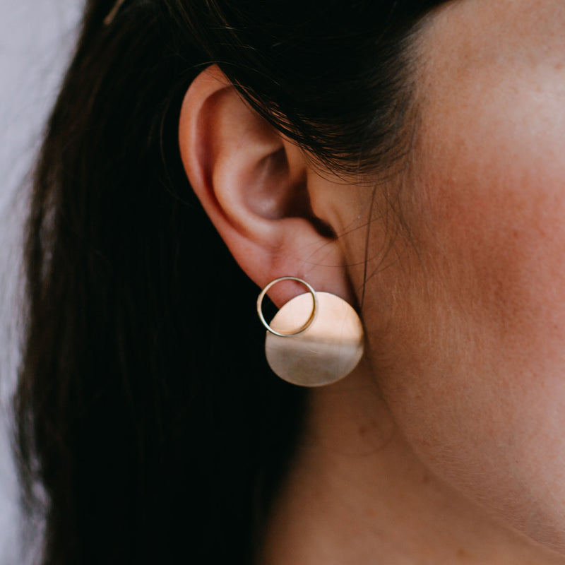 Larger Trace Open Circle Post Earrings